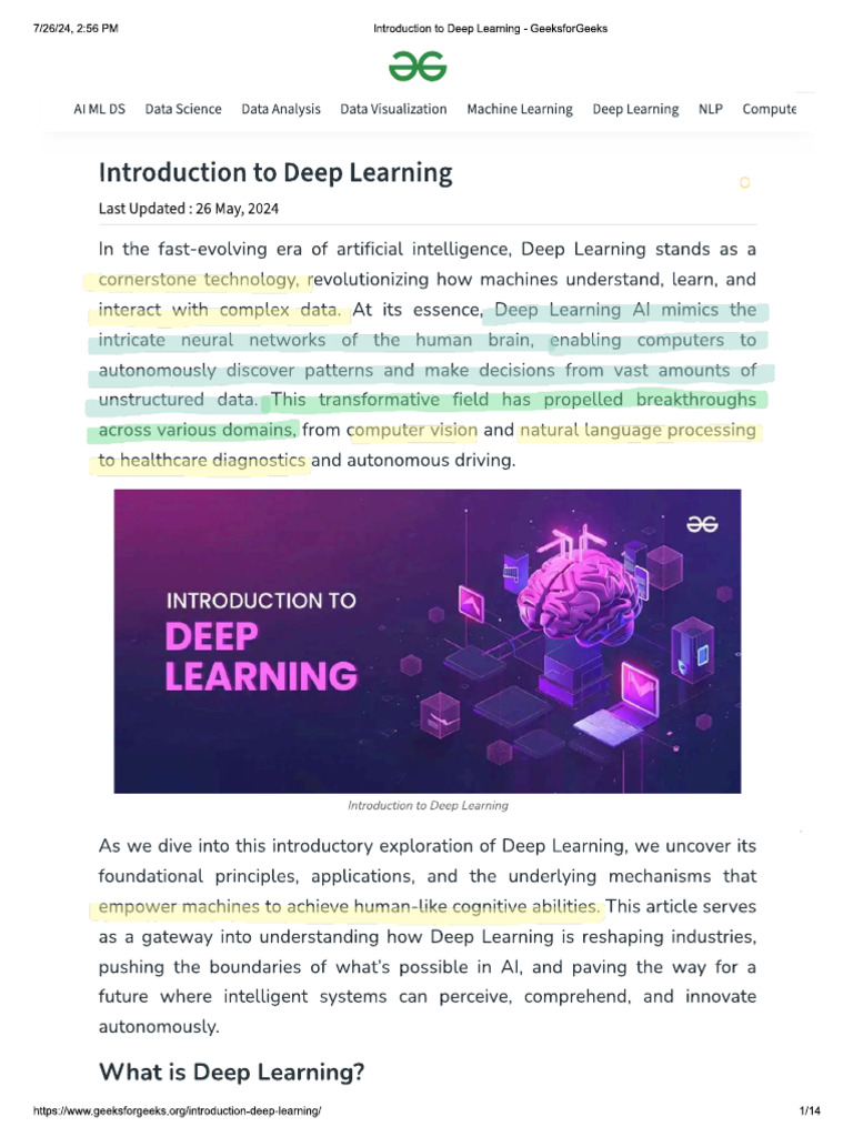 Intro To Deep Learning (ML Class) | PDF