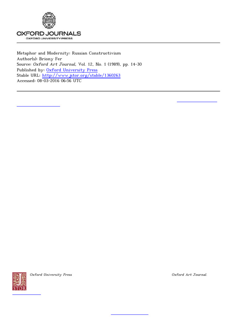 Fer - Metaphor and Modernity Russian Constructivism | PDF | Realism (Arts)