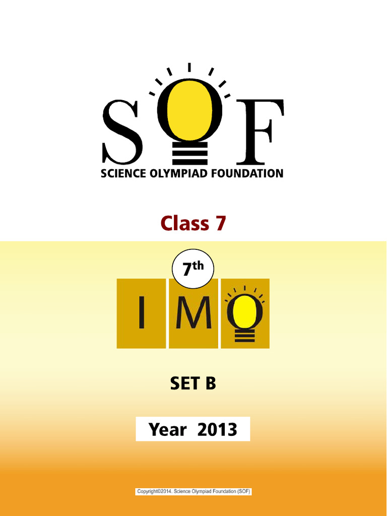 Class 7 Imo L-1 2013 Set B | PDF | Shape | Rectangle