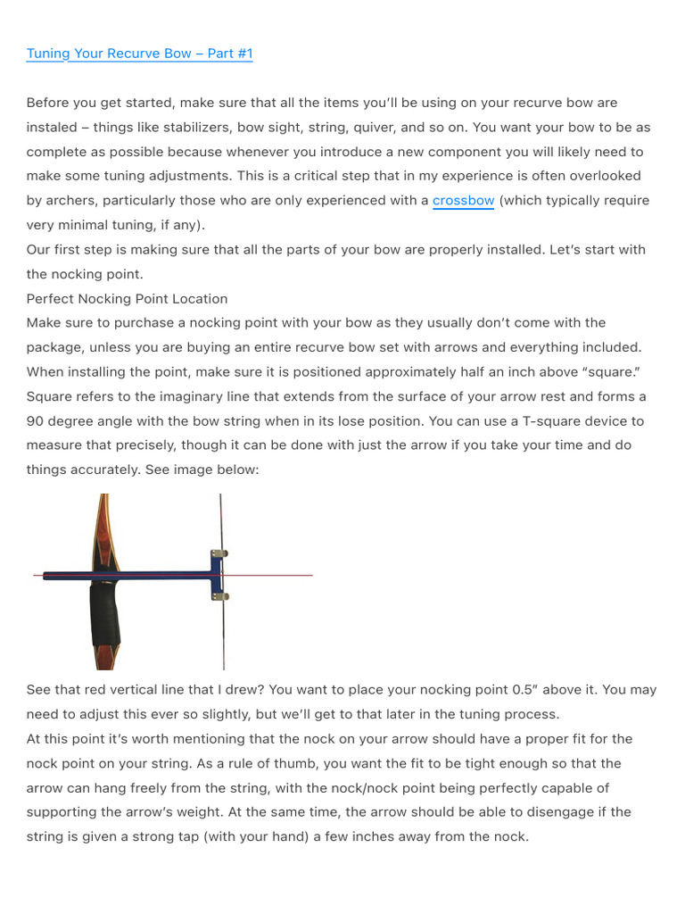 Tuning Your Recurve Bow - Part #1 | PDF | Bow And Arrow | Arrow