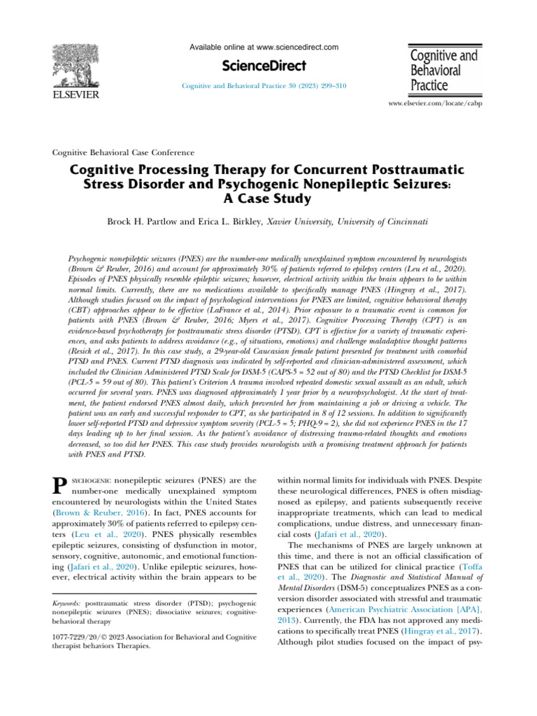 Cognitive Processing Therapy For Concurrent Posttraumatic Stress ...