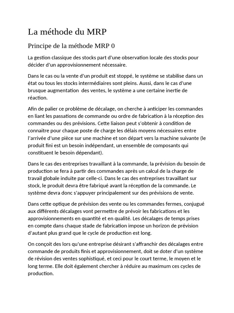 La Méthode Du MRP | PDF | Inventaire