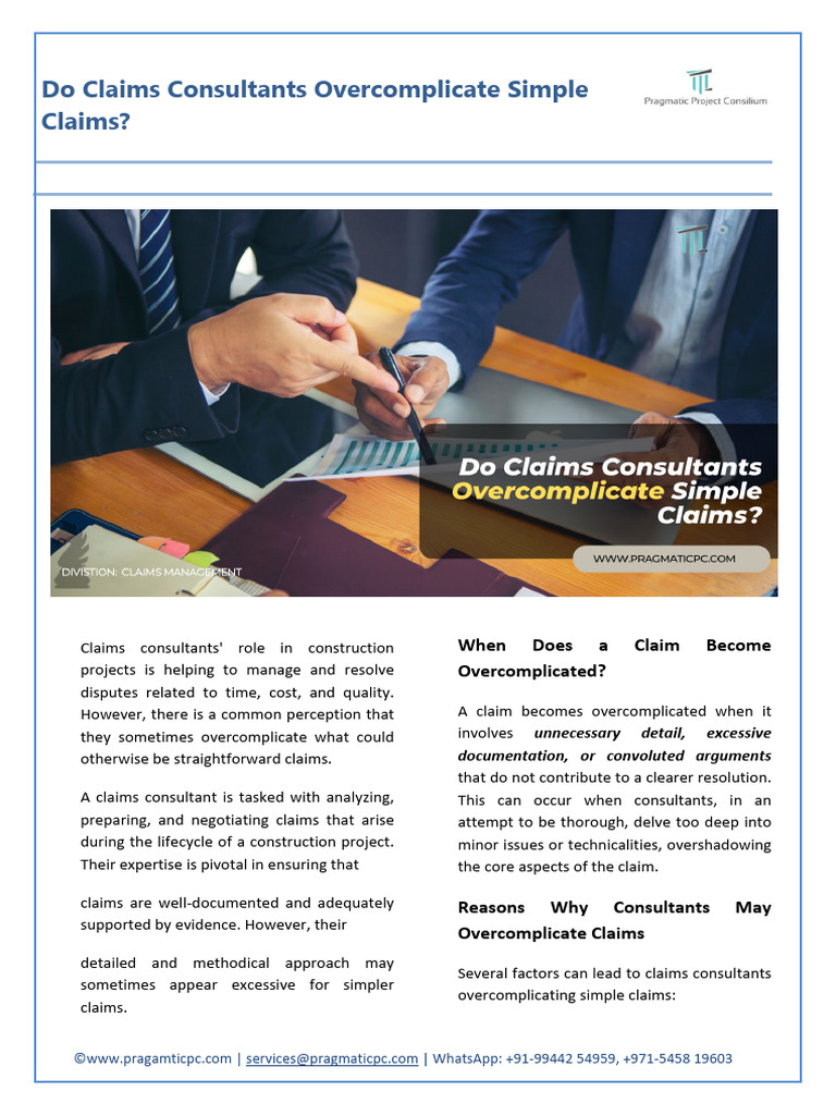 Do Claims Consultants Overcomplicate Simple Claims | PDF