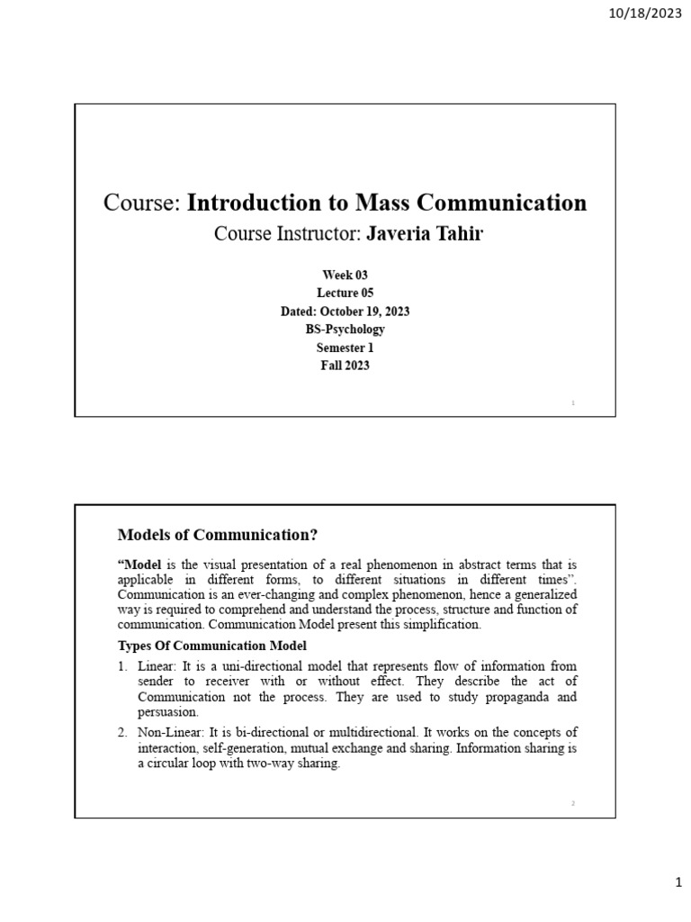 Lect 5 | PDF | Communication | Human Communication