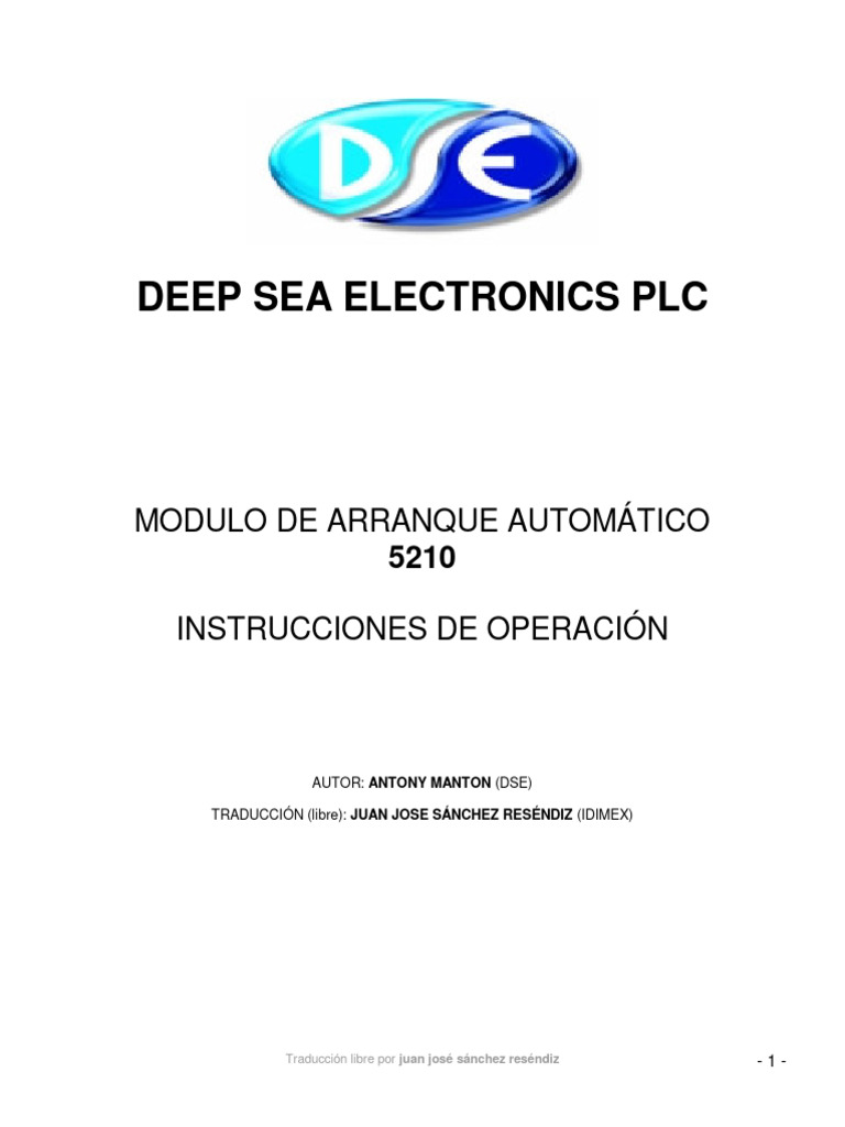 Manual Cuadro Automático DSE5210 | PDF | Arranque | Generador eléctrico