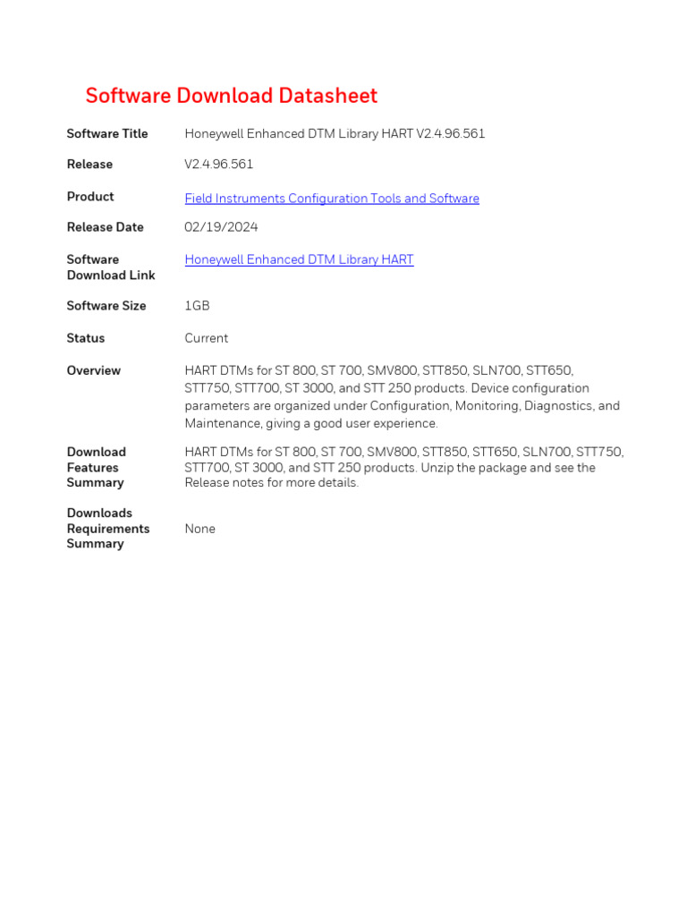 PMT Hps Software Download Datasheet Hart DTM Library v2!4!96 561 | PDF