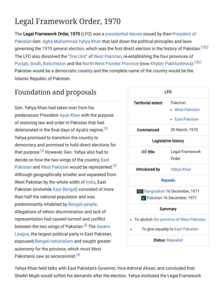 Legal Framework Order, 1970 | PDF | Government | Pakistan