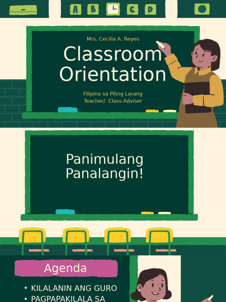 Classroom Orientation Educational Presentation in Green and Yellow ...