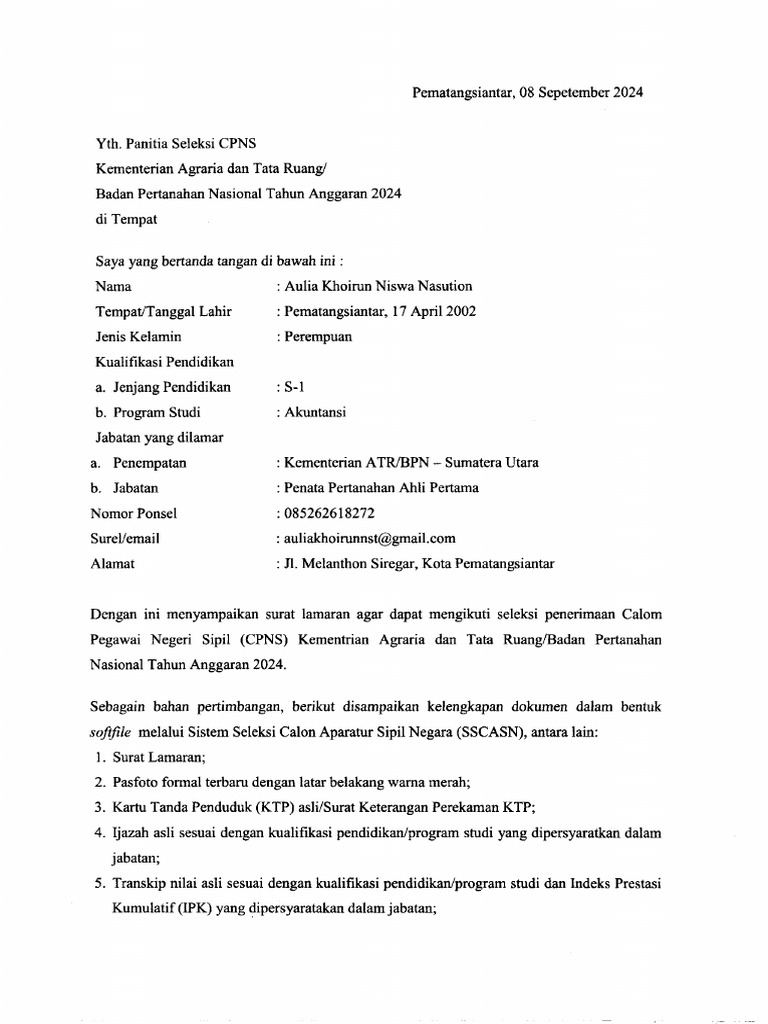 Scan Lamaran Cpns | PDF