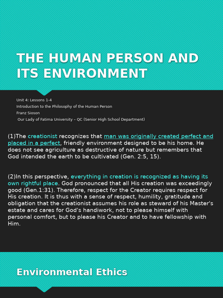 The Human Person and Its Environment | PDF | Wellness