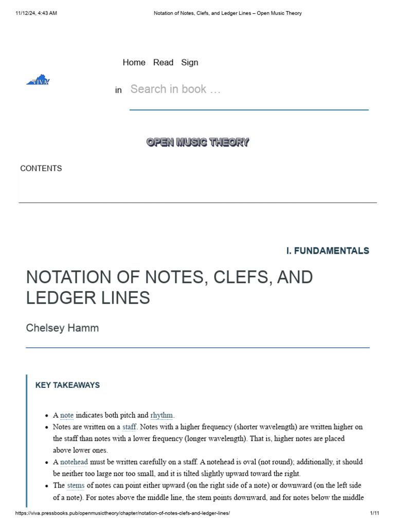 Notation of Notes, Clefs, and Ledger Lines - Open Music Theory | PDF ...