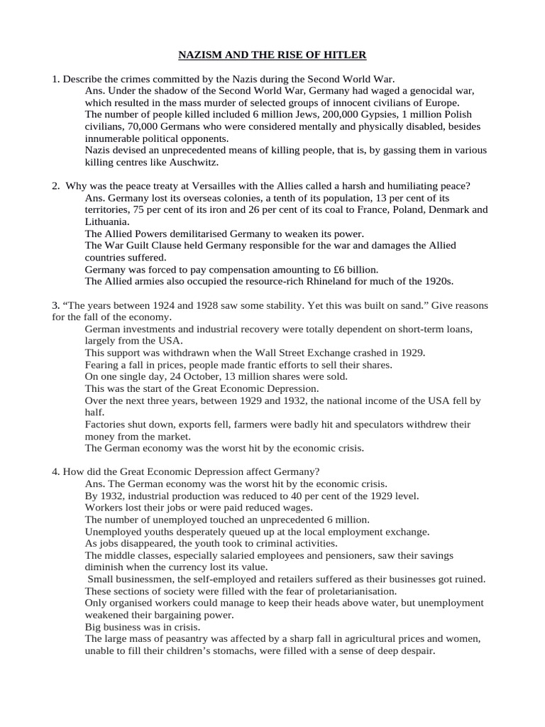 Nazism and The Rise of Hitler | PDF | Nazi Germany | Nazi Party