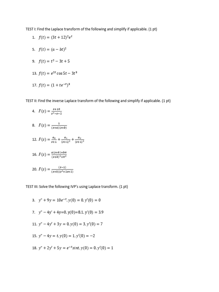 Test I Ii SQ1 Problems | PDF | Calculus | Differential Calculus