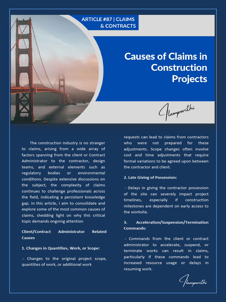 Causes of Claims in Construction Projects-1 | PDF | Specification ...