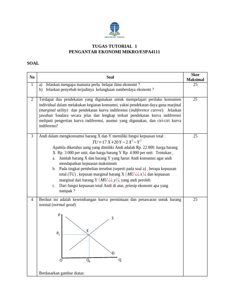 TUGAS 1 SESI 3 Pengantar Ekonomi Mikro | PDF