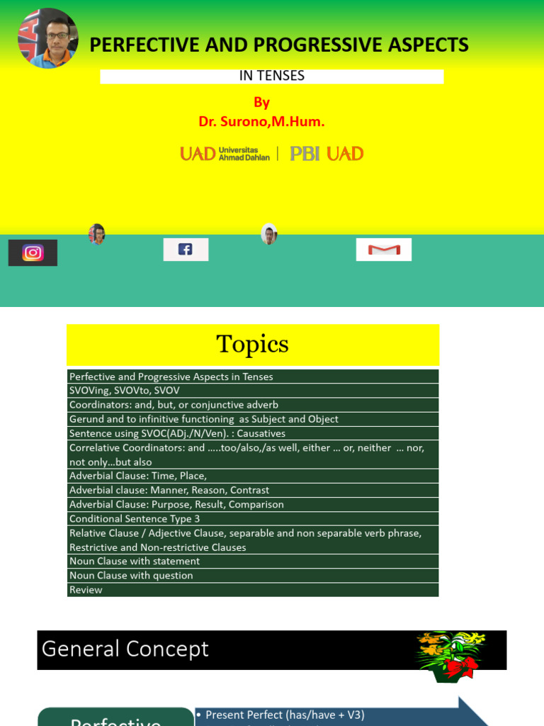 Introduction Plus Perfective and Progressive in Tenses | PDF | Grammatical Tense | Perfect (Grammar)