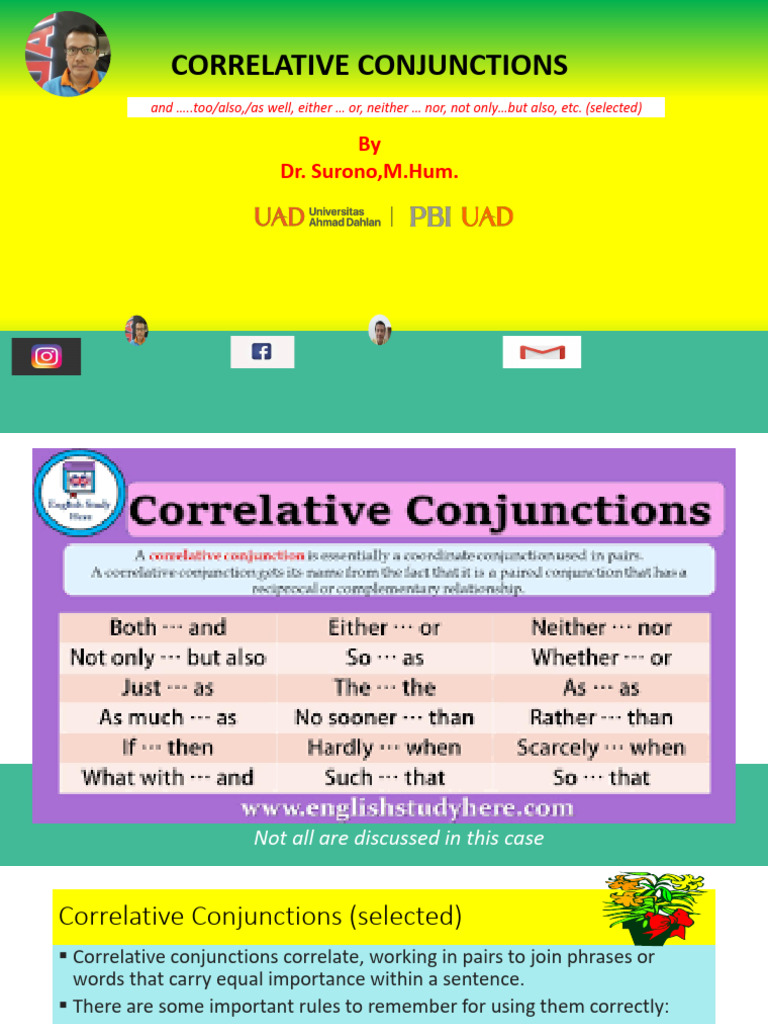 Correlative Conjuctions | PDF | Pronoun | Linguistics