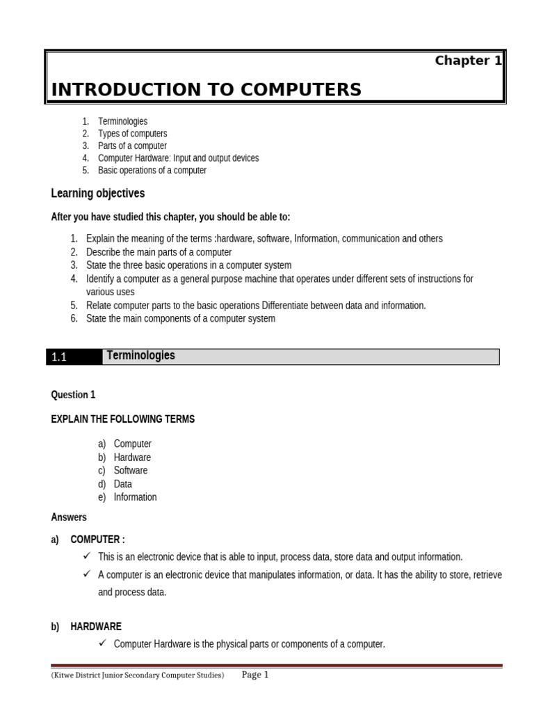 Computer Studies (Junior) | PDF | Computer Data Storage | Computer Hardware