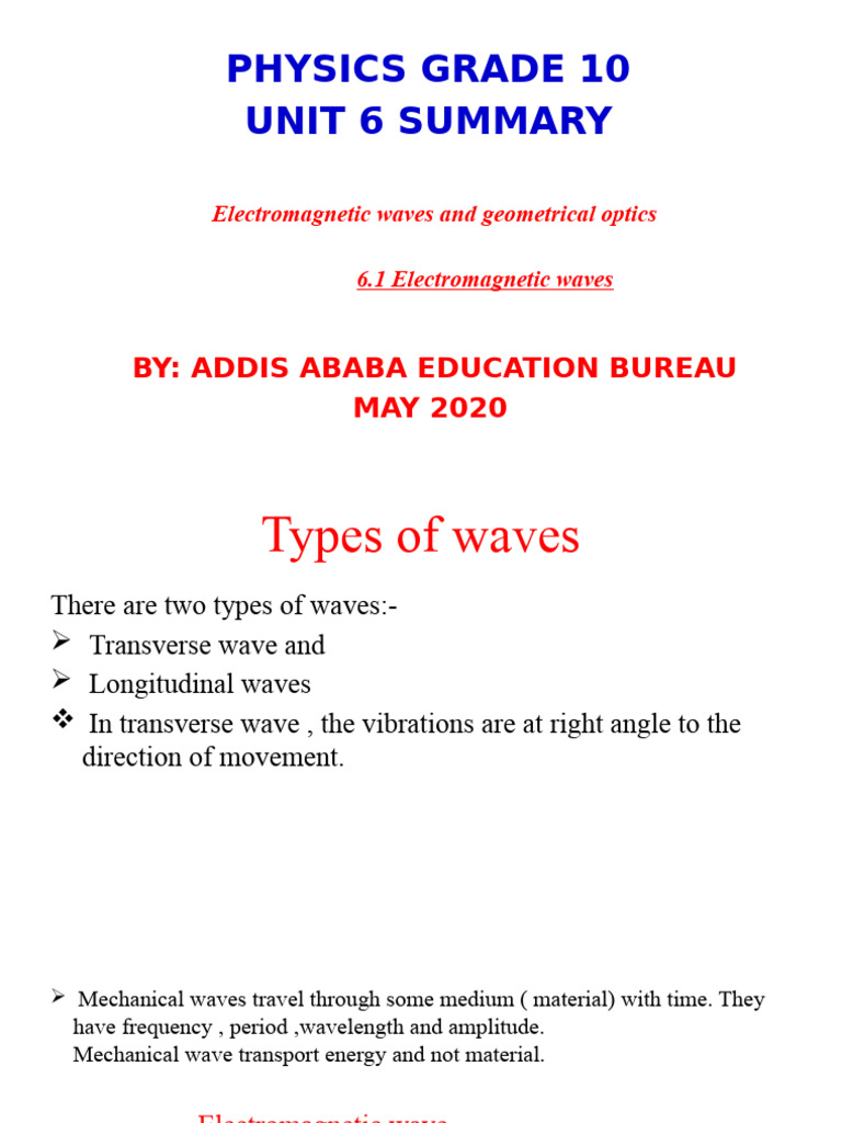 Electromagnetic Waves and Optics Summary | PDF | Waves ...