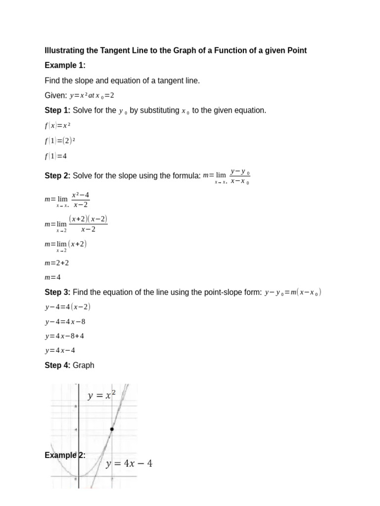 Example-Tangent Line at A Given Point | PDF