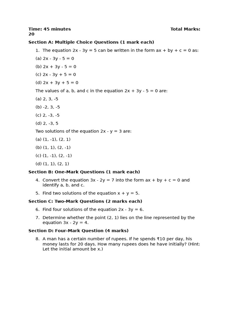 Liner Equations IX | PDF | Teaching Methods & Materials