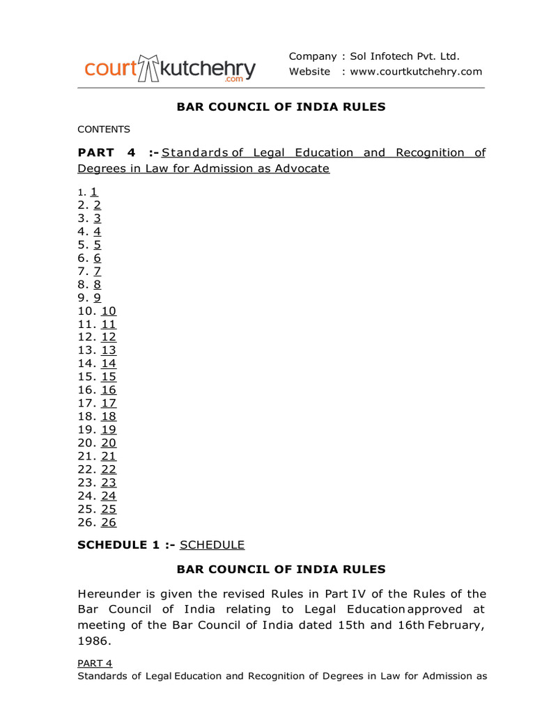 Bar Council of India Rules | PDF | Legal Education | Advocate