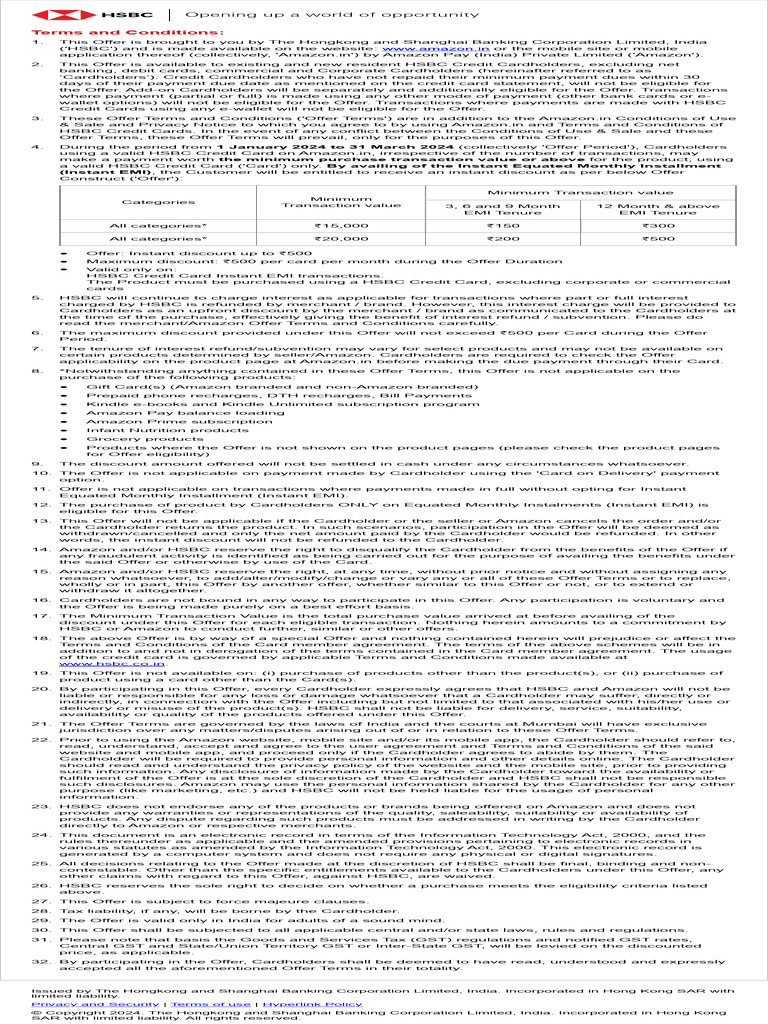 Amazon Tnc | PDF | Credit Card | Payments