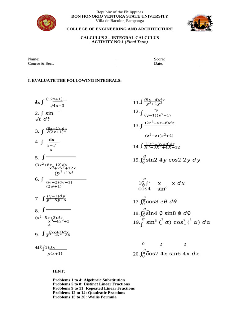 Intecal 125 Activity 1 FT | PDF | Mathematics | Algebra