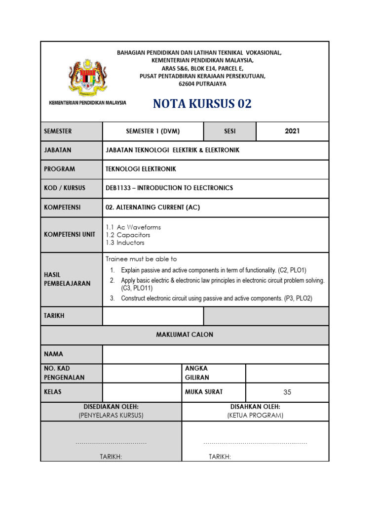 Nota Kuliah 2 Alternating Current (Ac) | PDF