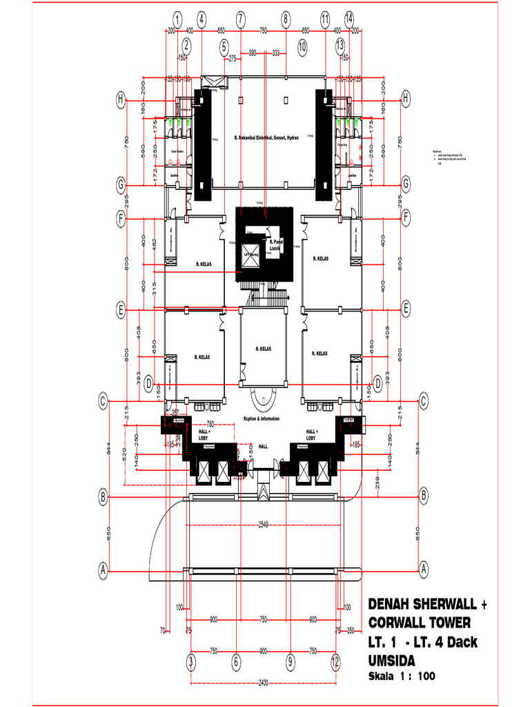 Denah Corwall +sherwall Tower Denah Pondasi Shear Wall-Model | PDF