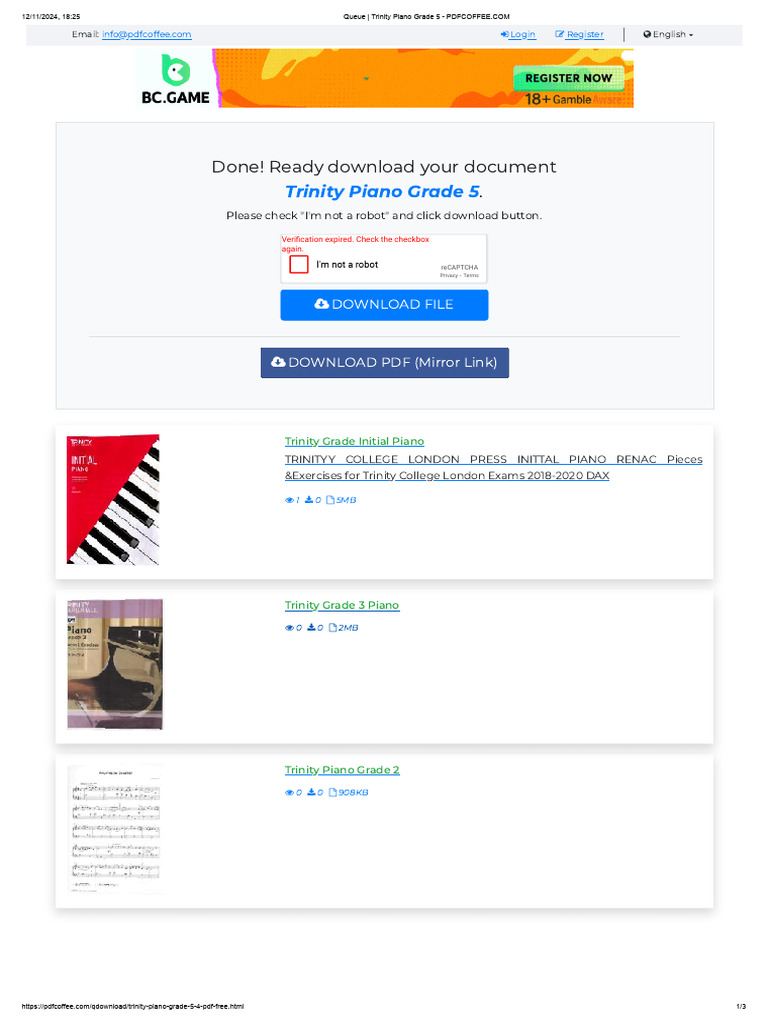 Queue - Trinity Piano Grade 5 | PDF