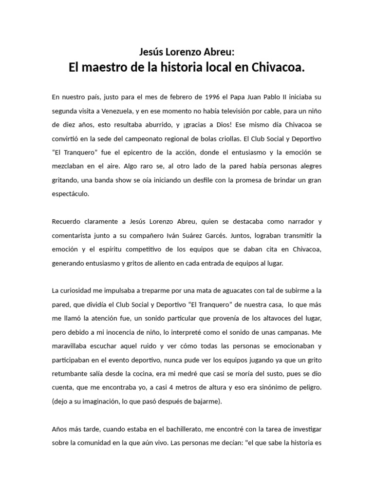 Jesús Lorenzo Abreu Biografia | PDF