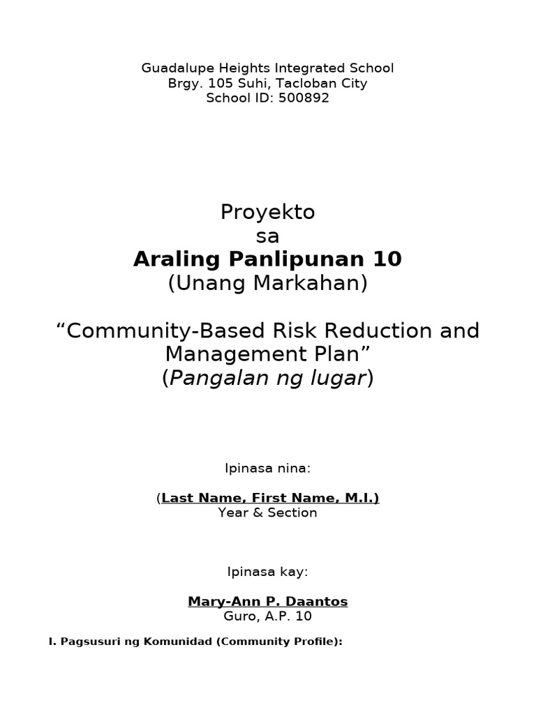 CBDRRMP Project Template | PDF