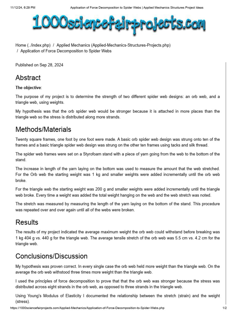 Application of Force Decomposition To Spider Webs - Applied Mechanics ...