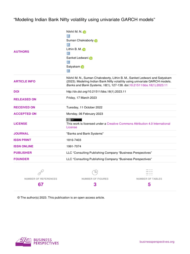 Modeling Indian Bank Nifty Volatility Using Univariate GARCH Models | PDF | P Value | Normal ...