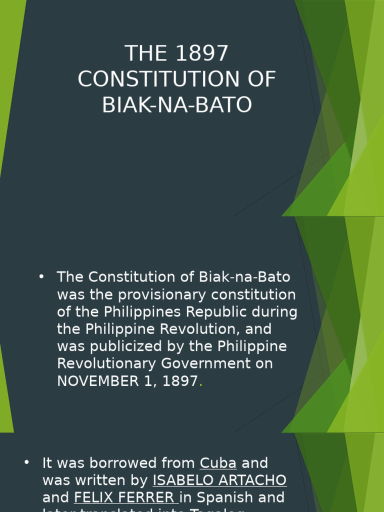 The 1897 Constitution of Biak-Na-Bato | PDF | Philippines | Government