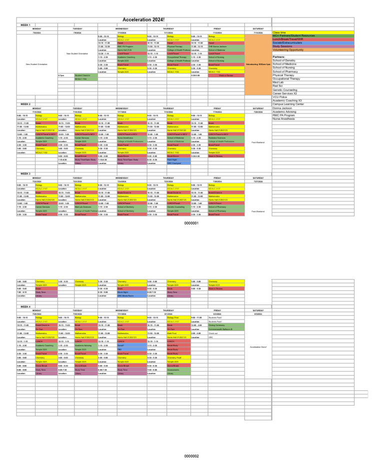 VCUA 2024 Schedule | PDF | Health Care | Social Programs
