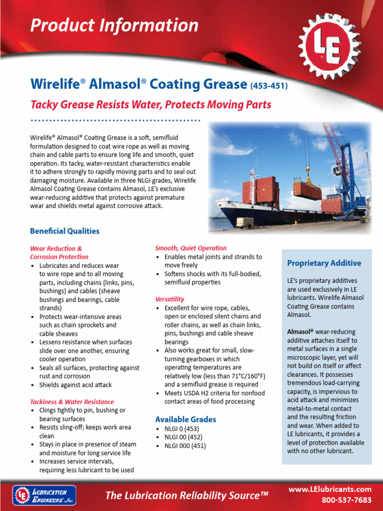 LE 453-451 Wirelife Almasol Coating Grease TDB Flyer | PDF ...