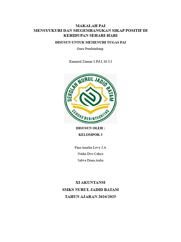 Makalah - Pai - Kelompok - 3 NWP | PDF | Karier & Perkembangan