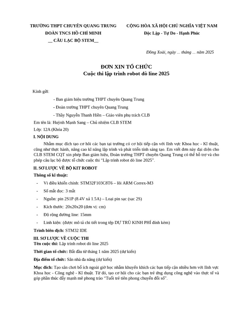 Đơn Xin T CH C | PDF