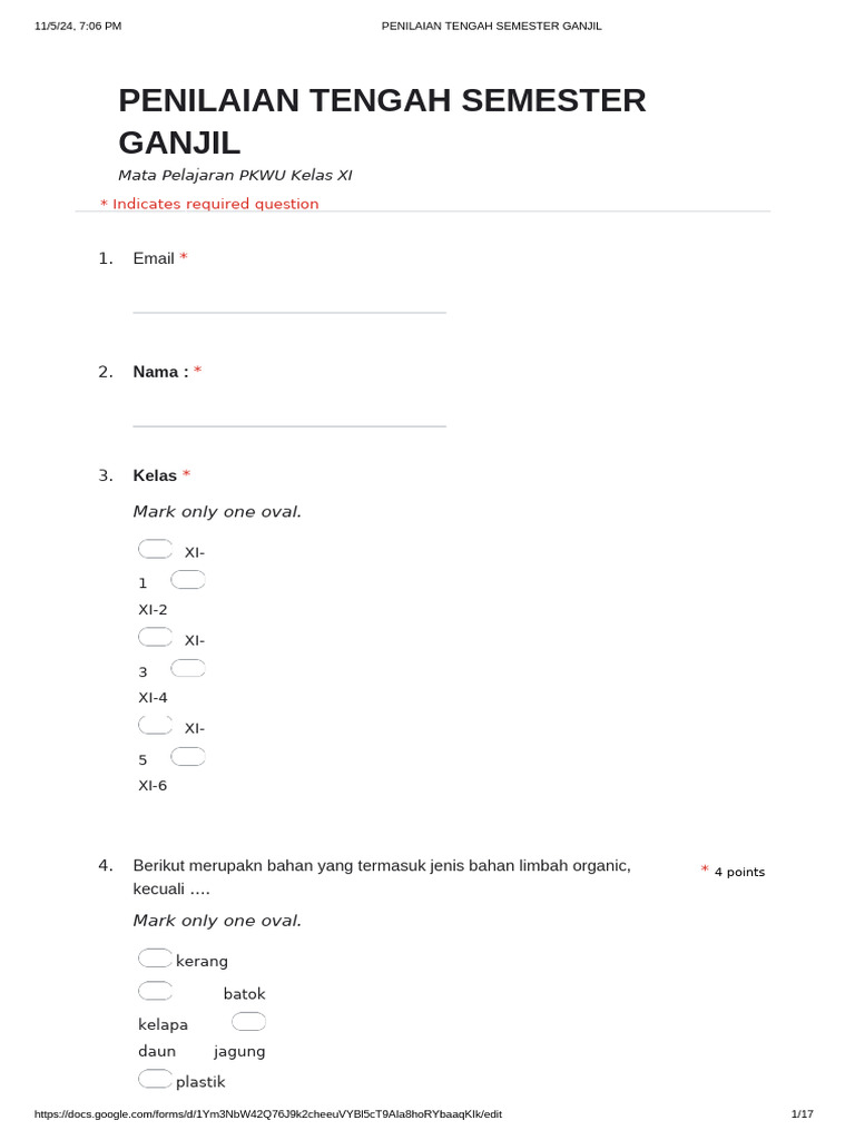 PTS Kewirausahaan - Google Forms | PDF