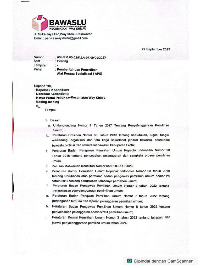 Pemberitahuan Penertiban APS | PDF