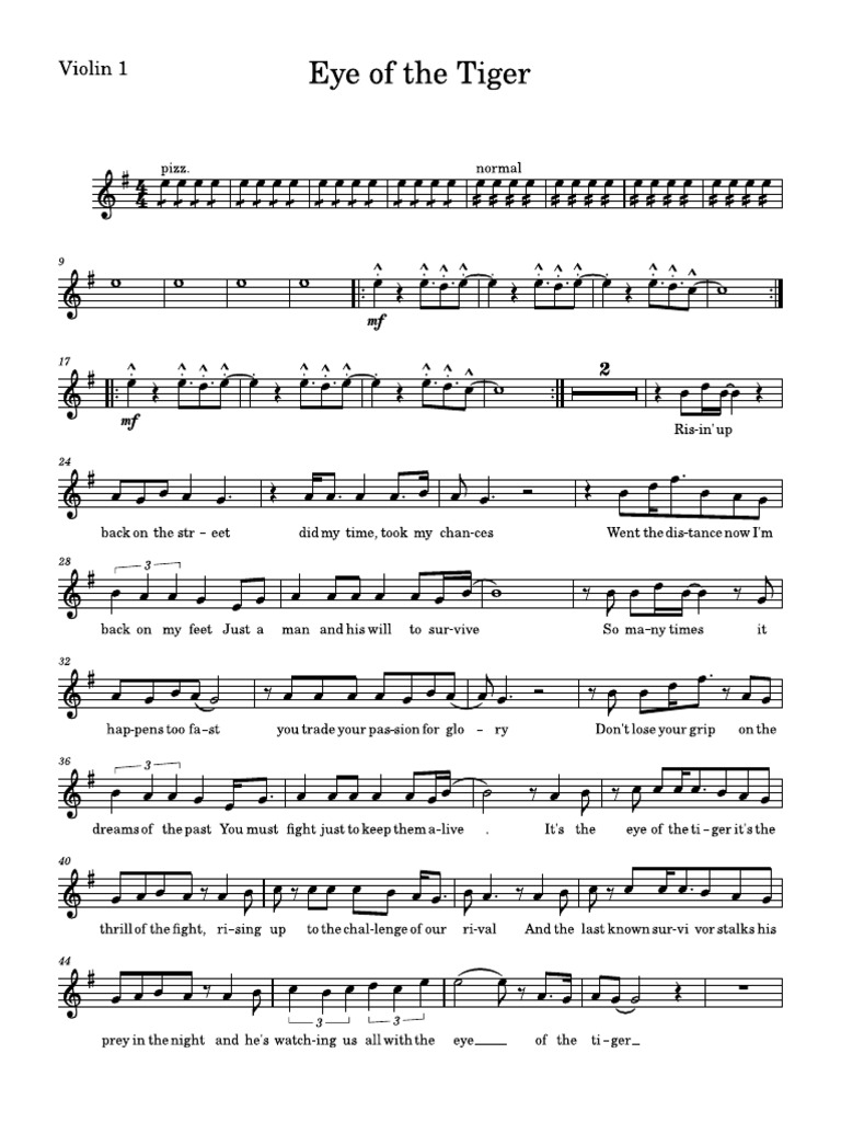 Eye of The Tiger - Violin 1 | PDF