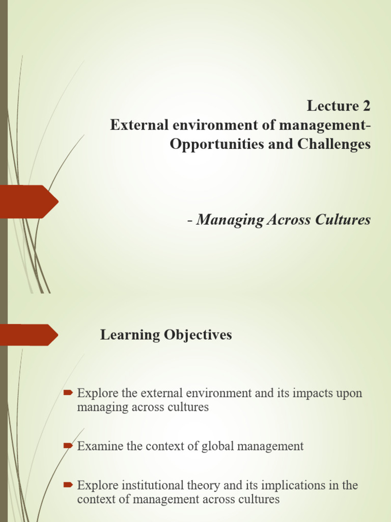 Lecture 2-External Environment of Mgmt-Opportunities and Challenges | PDF | Market (Economics ...