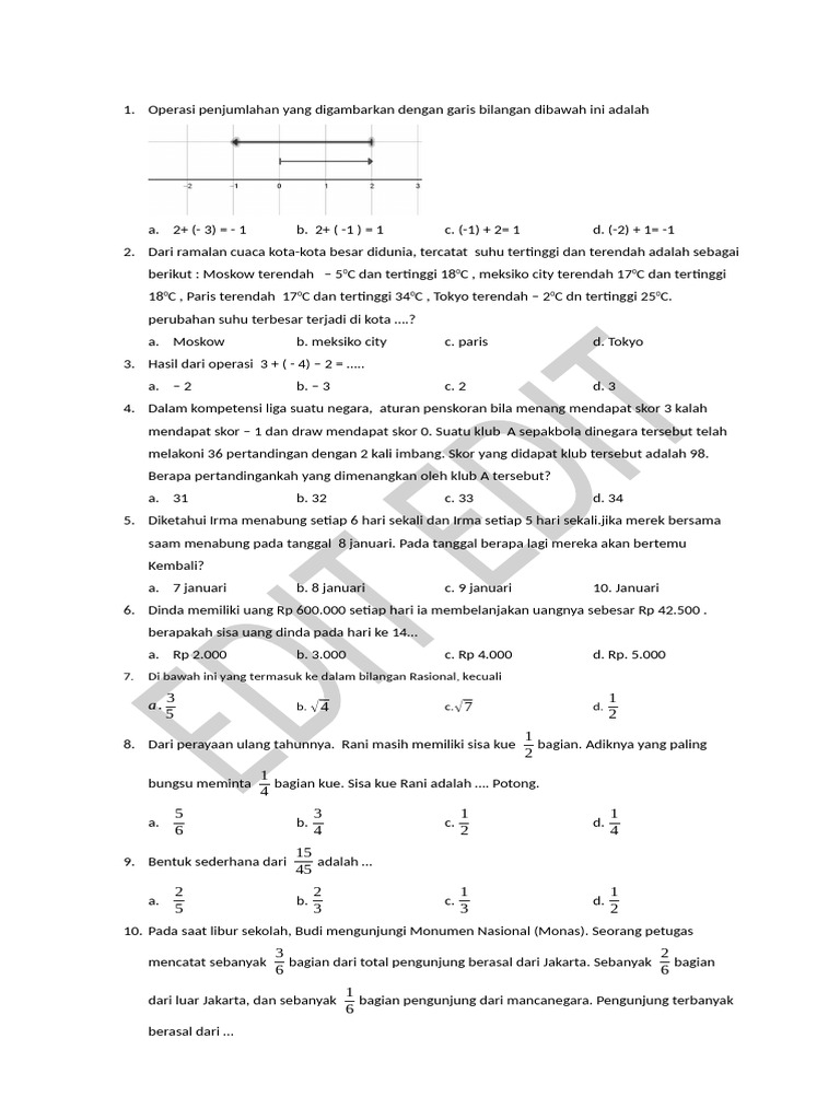 Rancangan Soal Psas 2024 Sem 1 | PDF