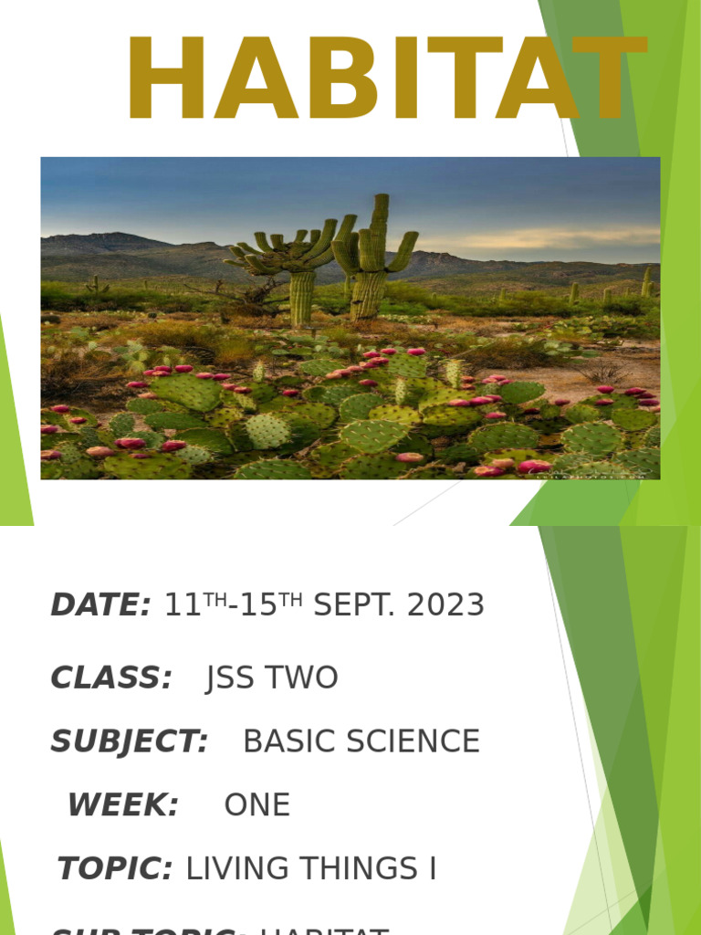 Week 1 B.science Jss 2 Habitat | PDF | Habitat | Fresh Water