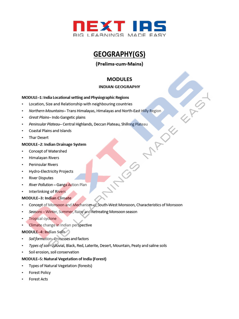 Indian Geography Study Modules | PDF | Oceans | Rock (Geology)