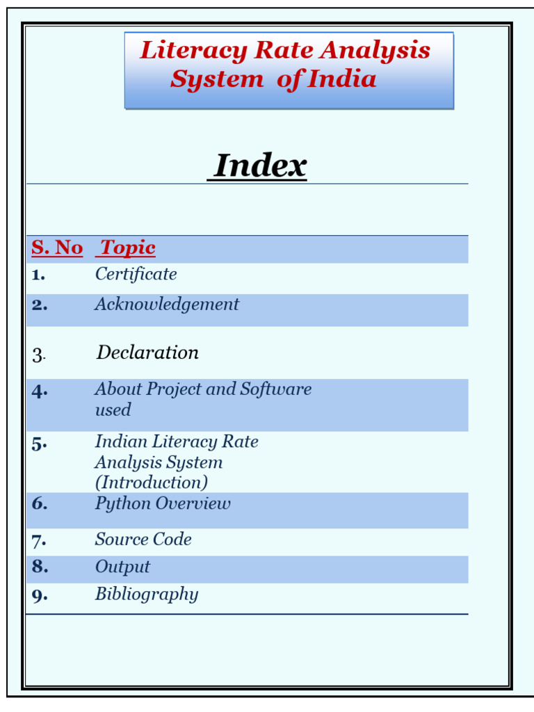 LITERACY RATE ANALYSIS SYSTEM Ip Project File | PDF | Operating System | Comma Separated Values