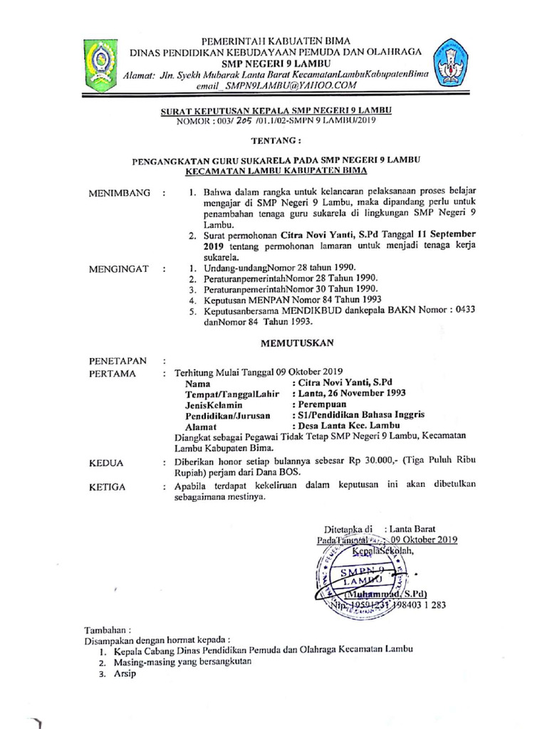 SK PERTAMA Citra Novi Yanti S. PD | PDF