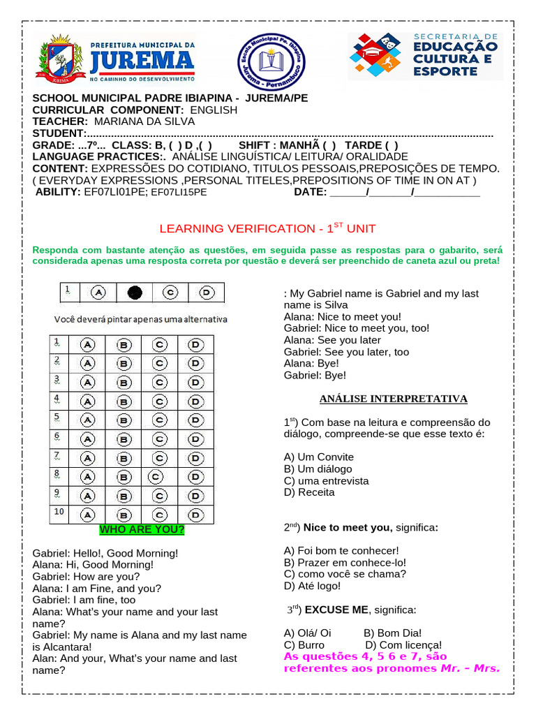 7 - Ano Prova B e D 2024 | PDF